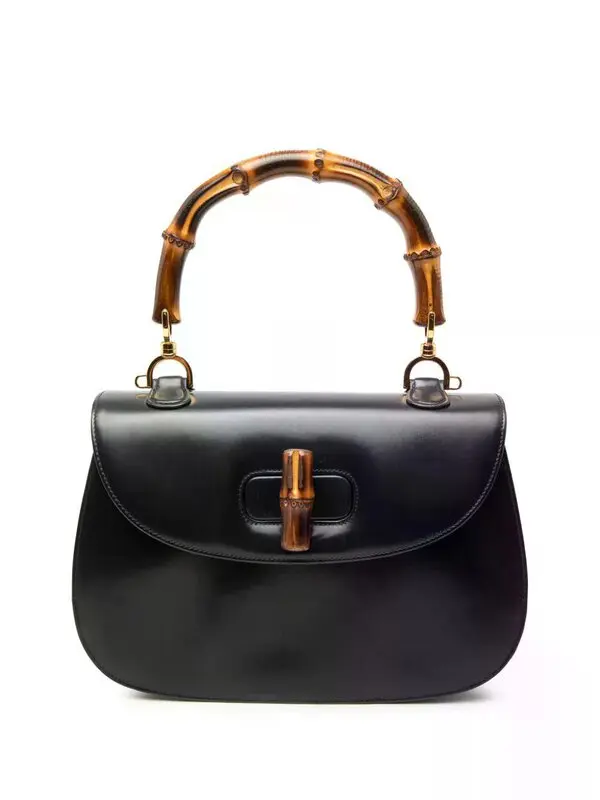 Gucci Calfskin Bamboo Night Satchel - Black