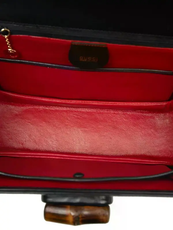 Gucci Calfskin Bamboo Night Satchel - Black