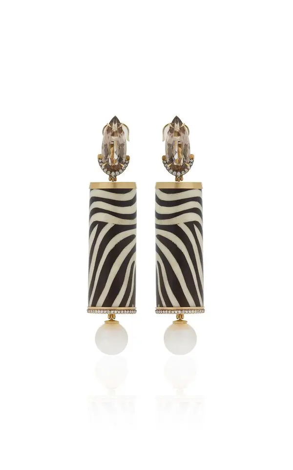 SILVIA FURMANOVICH 18k Yellow Gold Zebra Marquetry Earrings - Multi
