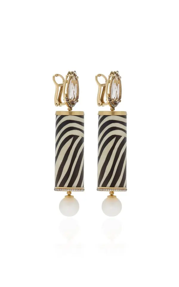 SILVIA FURMANOVICH 18k Yellow Gold Zebra Marquetry Drop Earrings