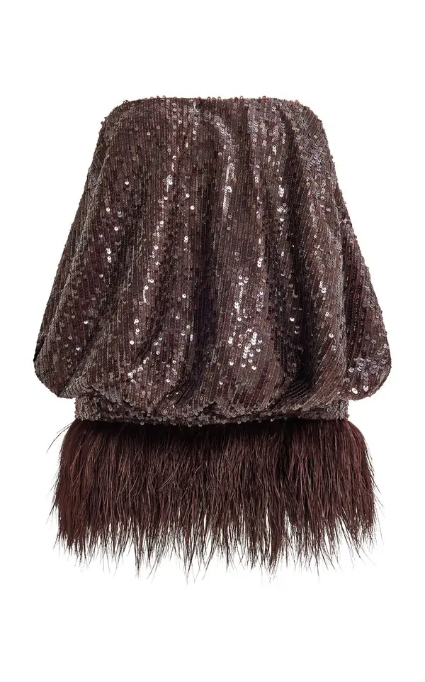 Aje Elysian Sequin Mini Dress - Brown