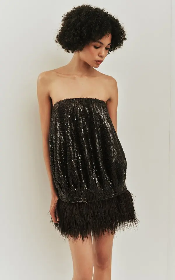 Aje Elysian Sequin Mini Dress - Brown