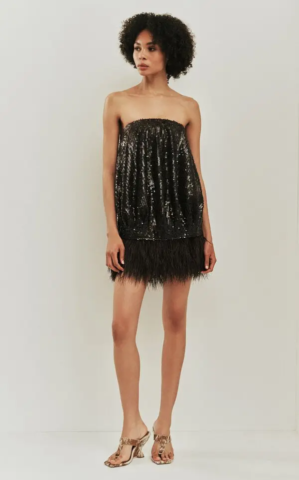 Aje Elysian Sequin Mini Dress - Brown