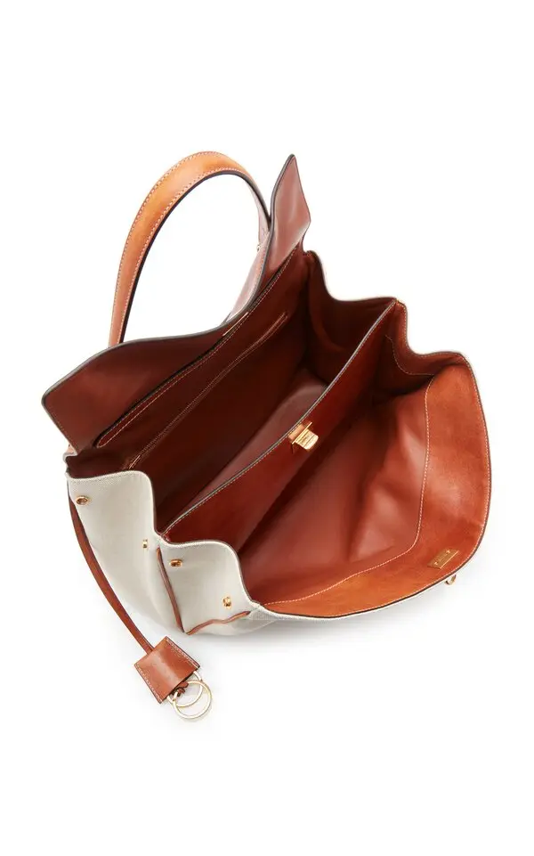 Balenciaga Rodeo Medium Canvas And Leather Top Handle Bag