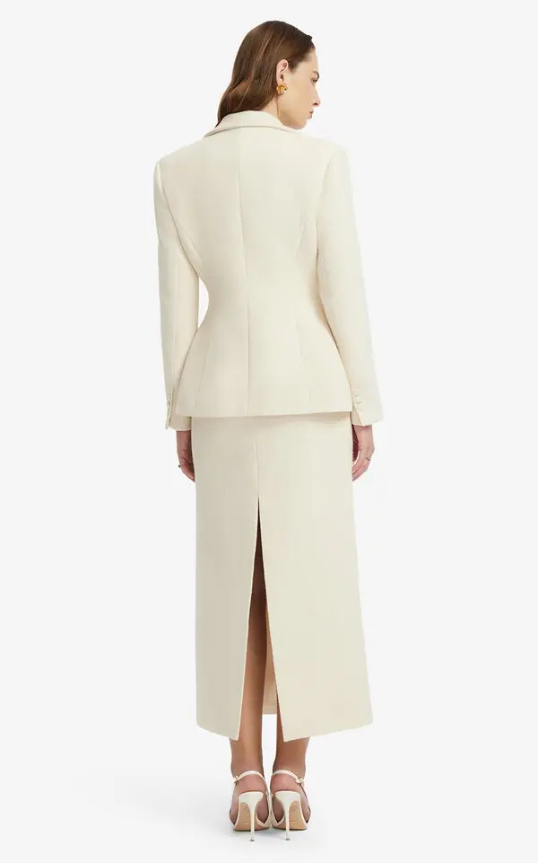LEO LIN Lisa Applique Tweed Fitted Blazer Snow