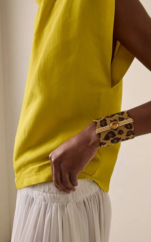 SILVIA FURMANOVICH 18k Yellow Gold Leopard Woven Bead Bracelet
