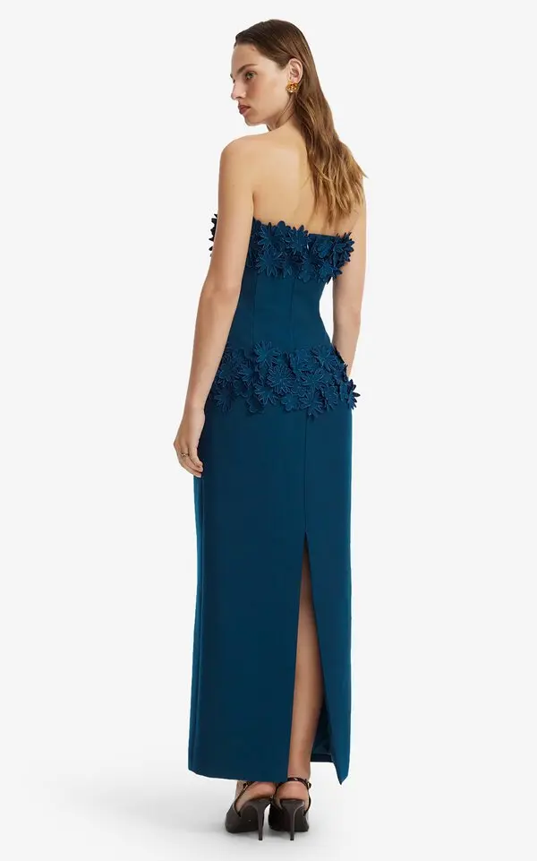 LEO LIN Rayna Applique Bustier Maxi Dress Teal