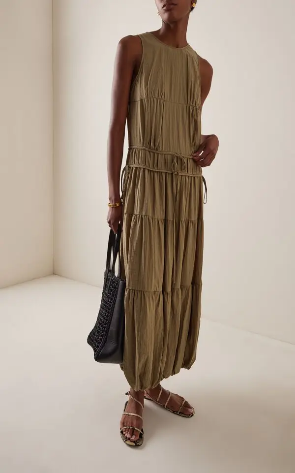 Co Wrinkled Nylon Pleated Maxi Dress