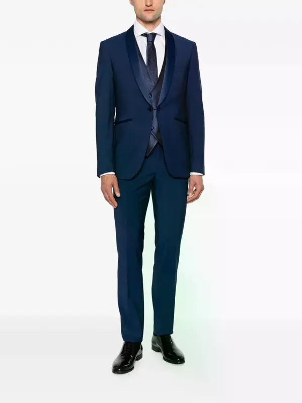 CARLO PIGNATELLI Shawl-lapel Single-breasted Three-piece Wool Suit