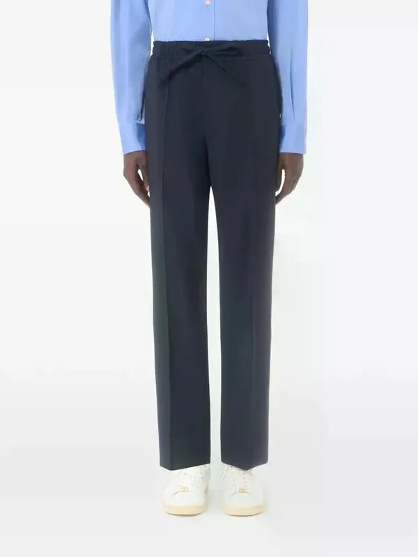 Valentino Garavani Wool Trousers With Vlogo Embroidery - Blue