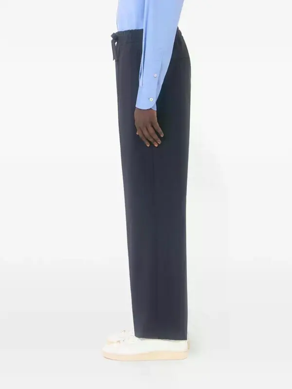 Valentino Garavani Wool Trousers With Vlogo Embroidery - Blue