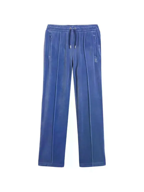 Juicy Couture Velour Diamanté Logo Track Pants - Blue