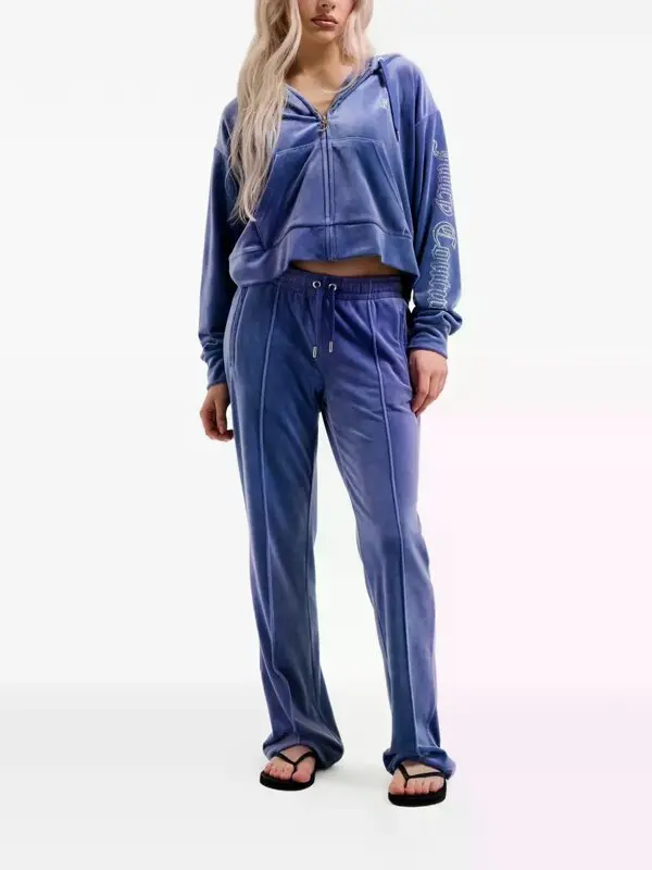 Juicy Couture Velour Diamanté Logo Track Pants - Blue