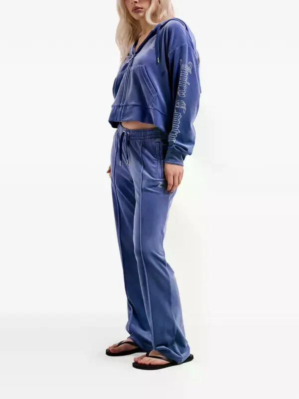 Juicy Couture Velour Diamanté Logo Track Pants - Blue