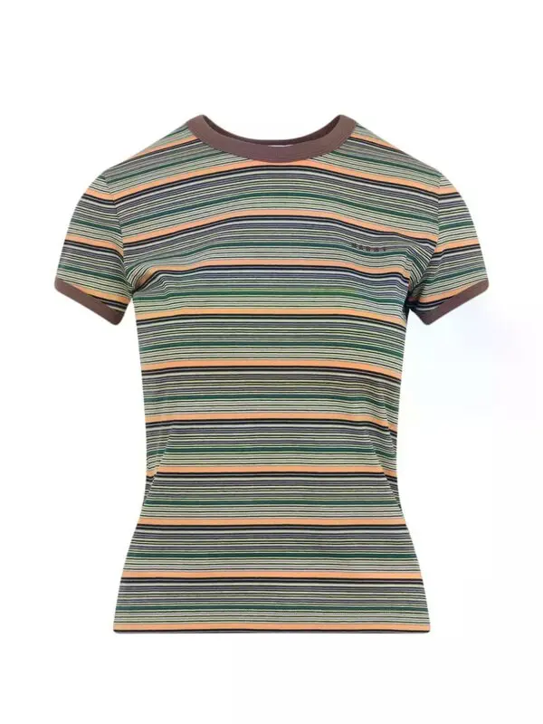 Marni Striped Embroidered Logo T-shirt
