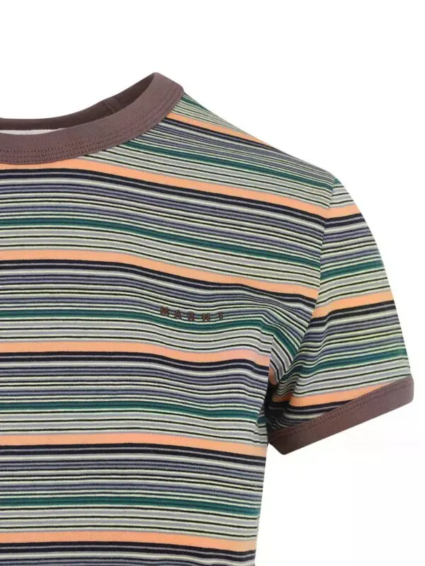 Marni Striped Embroidered Logo T-shirt