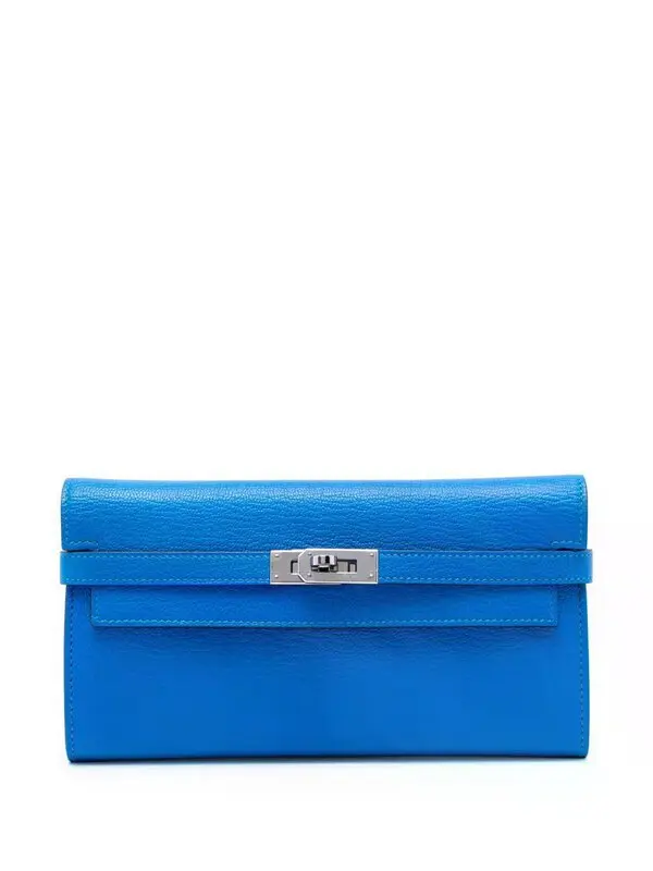 Hermès Chevre Mysore Kelly Long Wallet - Blue