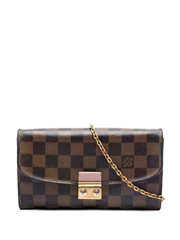 LOUIS VUITTON Damier Ebene Croisette Chain Wallet - Brown