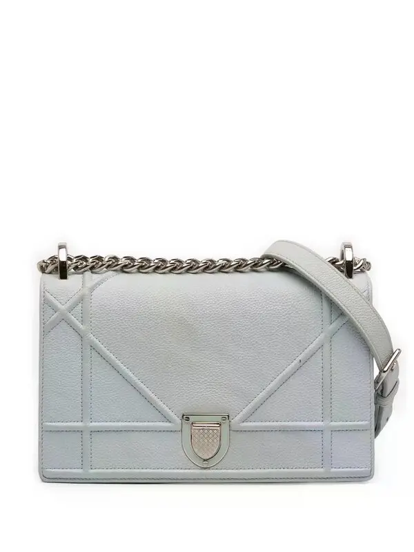 Dior 2016 Small Grained Calfskin Diorama Flap Crossbody Bag - Blue