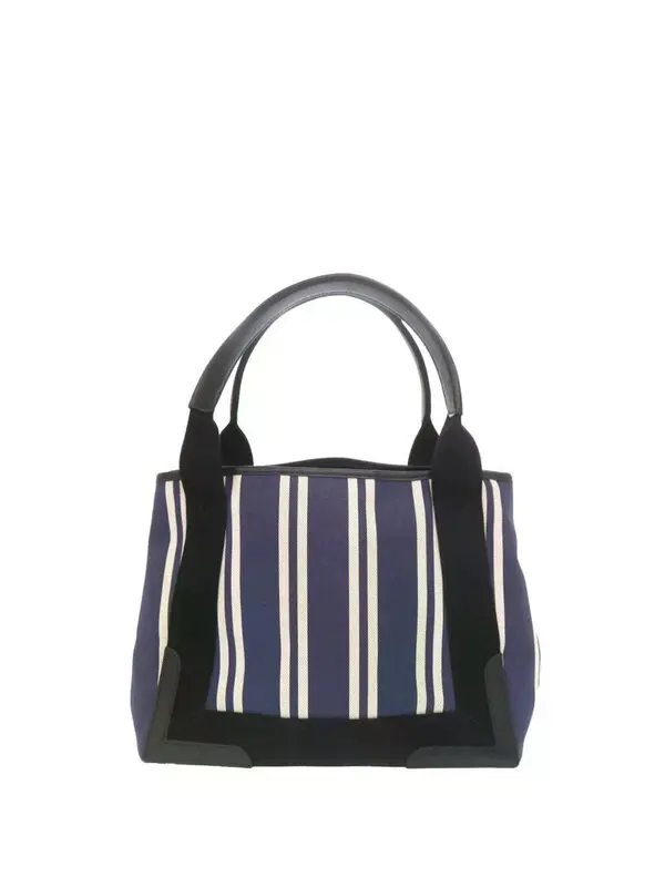 Balenciaga Canvas Striped Navy Cabas S Tote Bag - Blue
