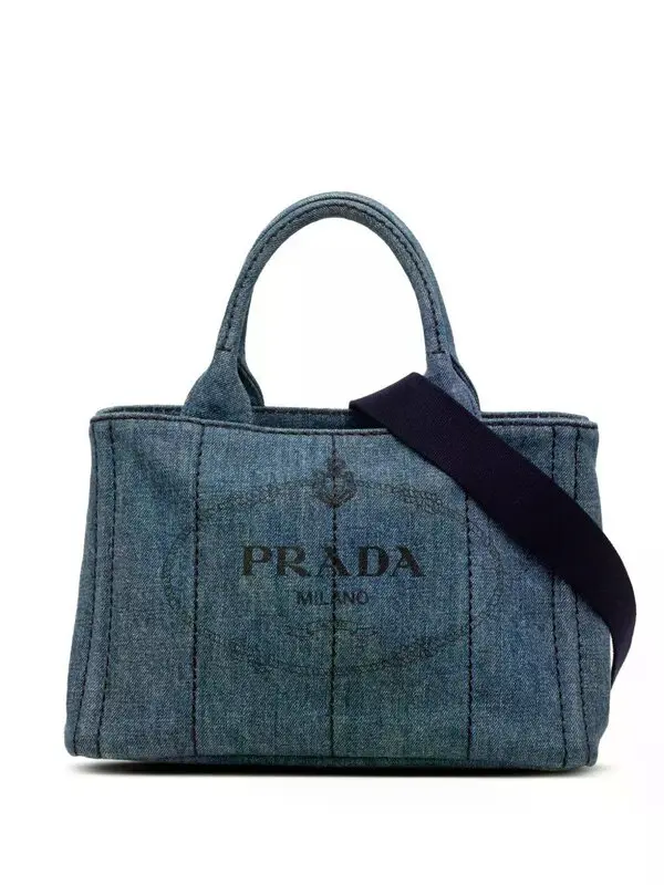Prada Canapa Logo Satchel - Blue