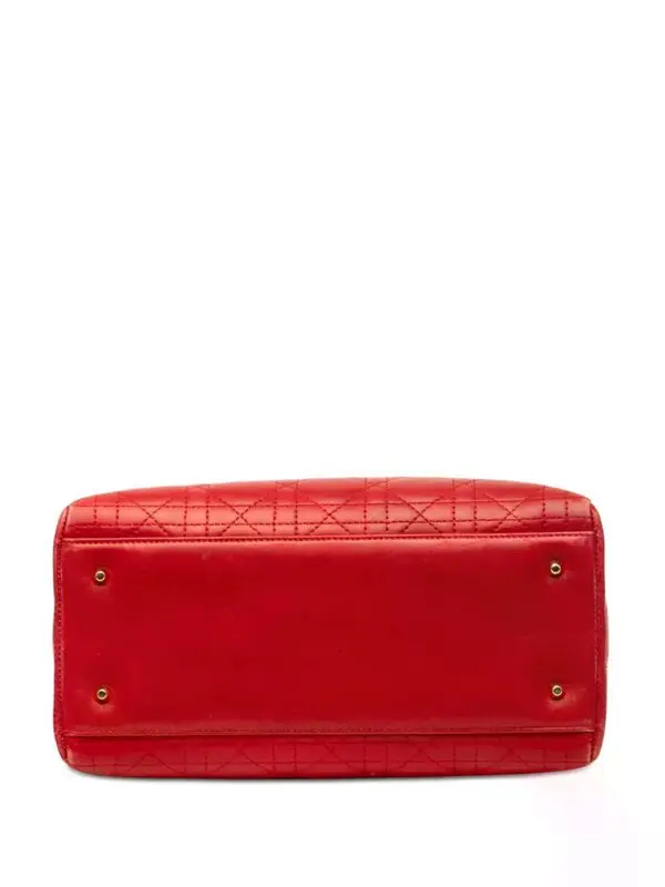 Dior Medium Lambskin Cannage Lady Satchel - Red