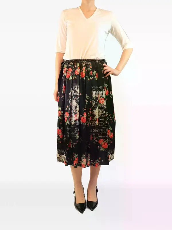 Simone Rocha Floral-print Pleated Midi Skirt