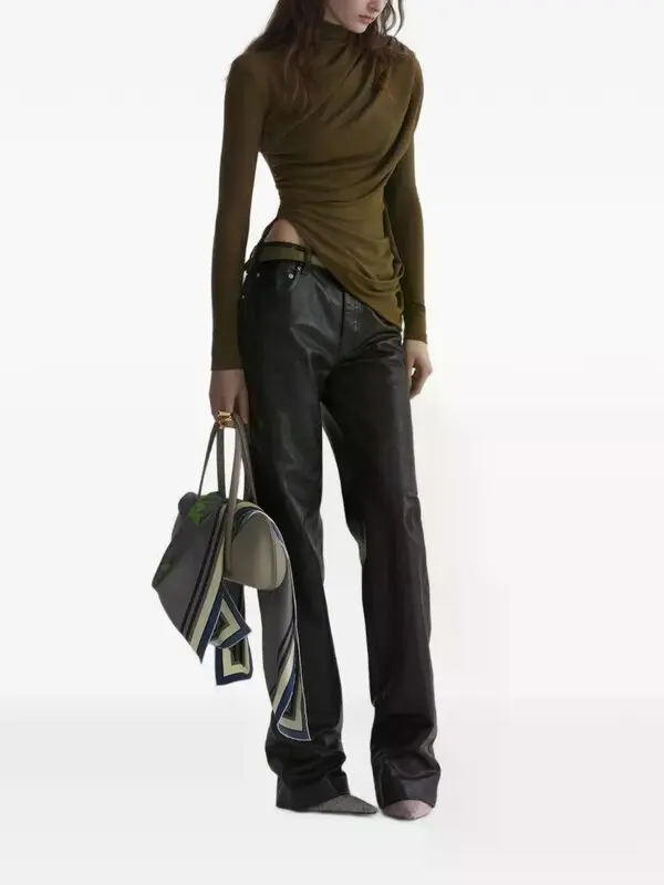 MUGLER Wool Jersey Cascade Draping Top