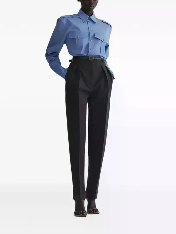 MUGLER Wool Twill Carrot Pants