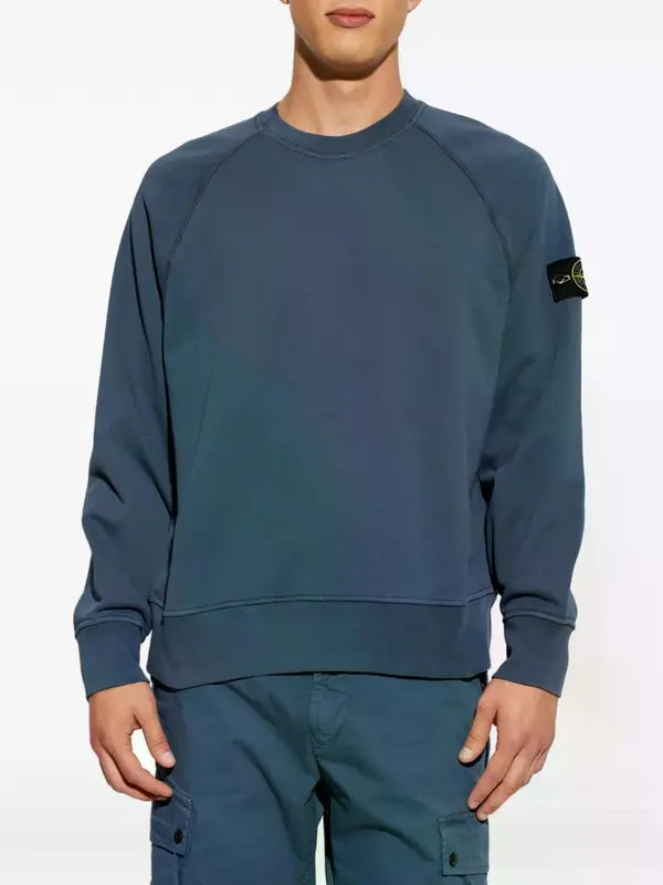 Stone Island Crewneck Sweater With Raglan Sleeves - Blue