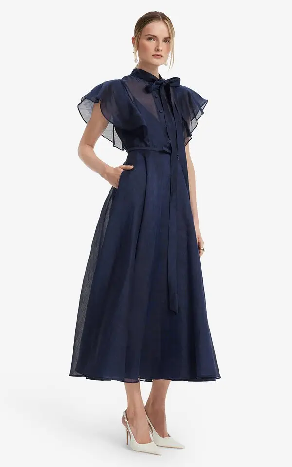 LEO LIN Elsie Flutter Sleeve Midi Dress