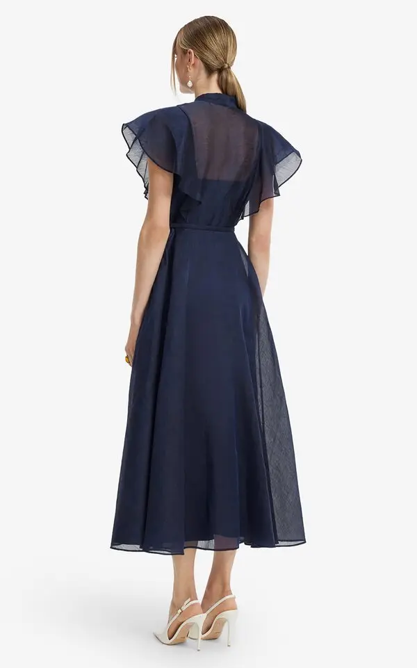 LEO LIN Elsie Flutter Sleeve Midi Dress
