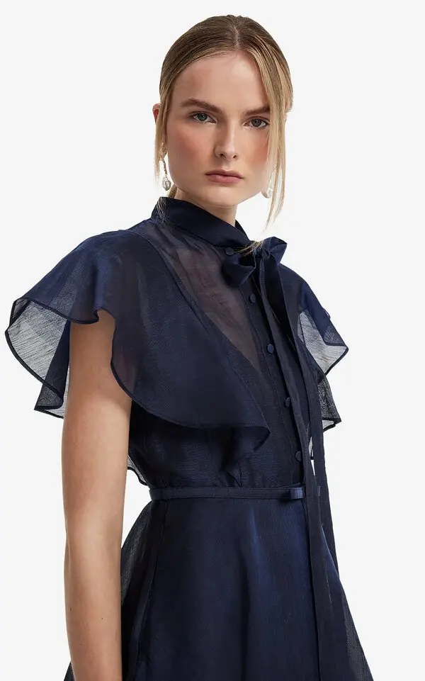 LEO LIN Elsie Flutter Sleeve Midi Dress