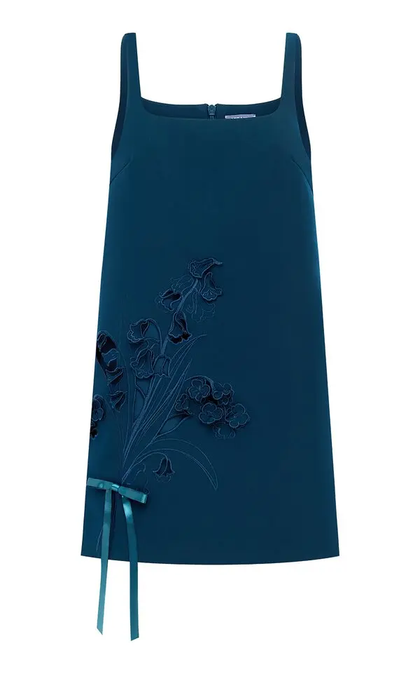 LEO LIN Mila Applique Mini Dress Teal - Blue
