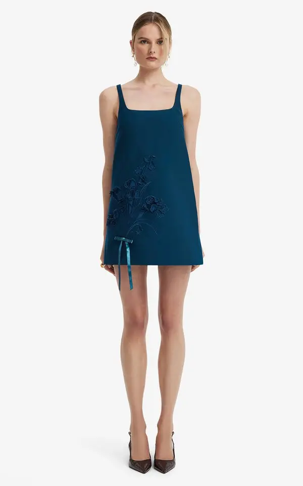 LEO LIN Mila Applique Mini Dress Teal