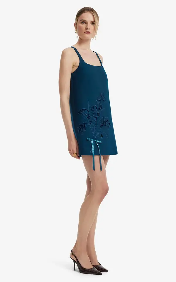 LEO LIN Mila Applique Mini Dress Teal