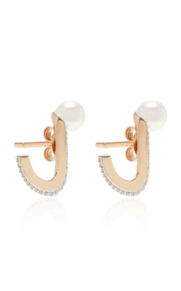 MARIE MAS 18k Rose Gold Pearl And Diamond Earrings