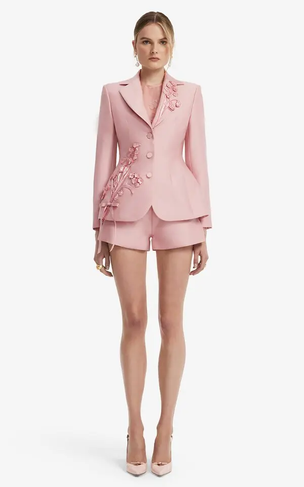 LEO LIN Lisa Applique Fitted Blazer Rose