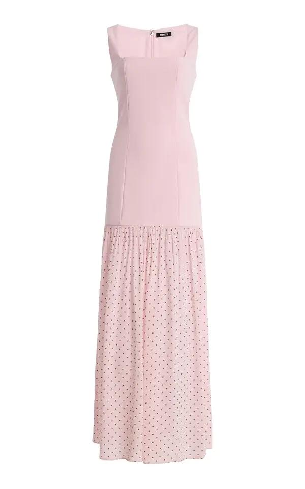 ROTATE BY BIRGER CHRISTENSEN Crepe Scoop-neck Maxi Dress With Gathered Skirt - Pink