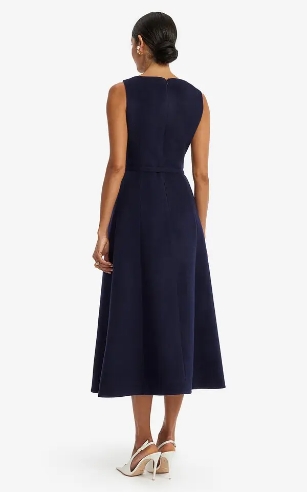 LEO LIN Cleo Applique Wool Sleeveless Midi Dress