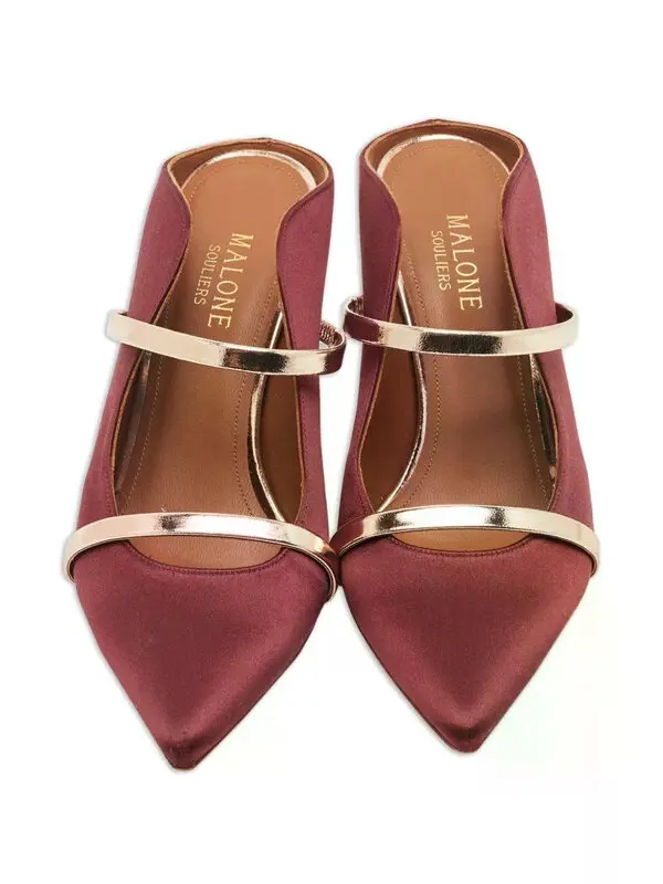MALONE SOULIERS Maureen Metallic Strapped Stiletto Mules - Red