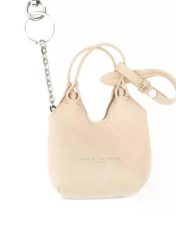 GIANNI CHIARINI Dua Hammered-leather Keyring - Neutrals