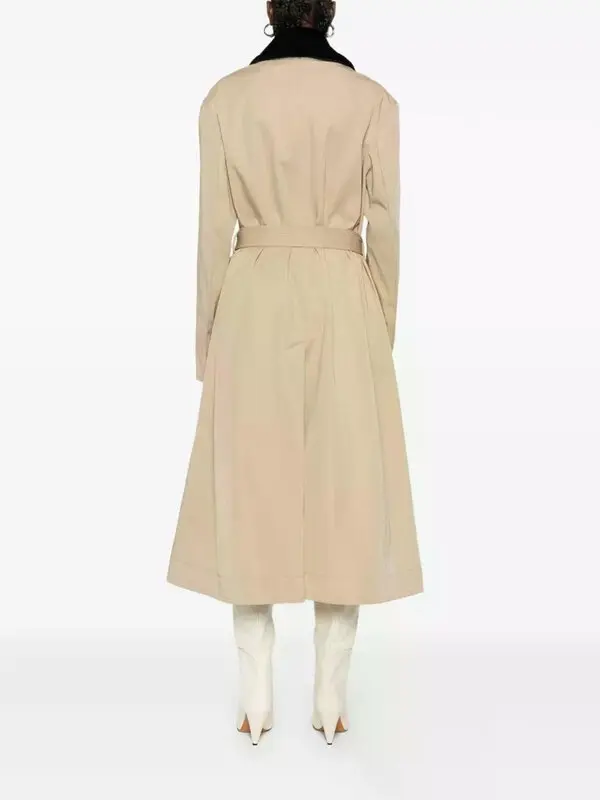 Nanushka Belted Faux Fur Collar Coat