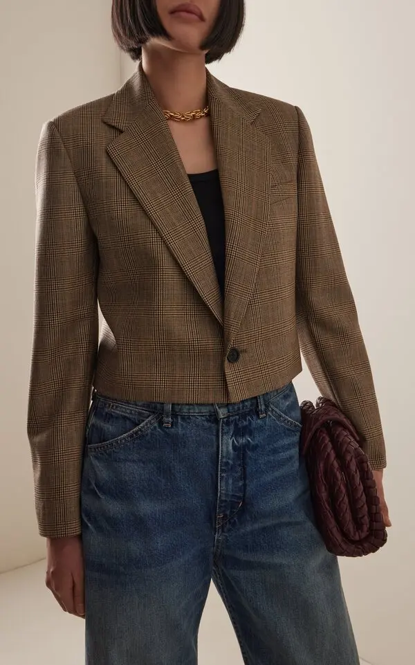 NILI LOTAN Swan Checked Wool Jacket