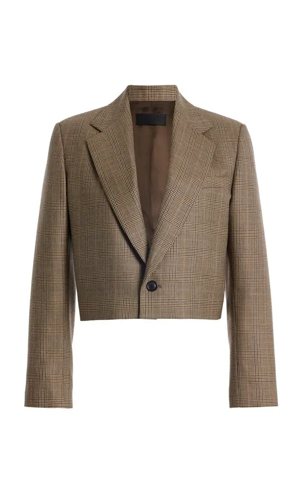 NILI LOTAN Swan Checked Wool Jacket - Tan