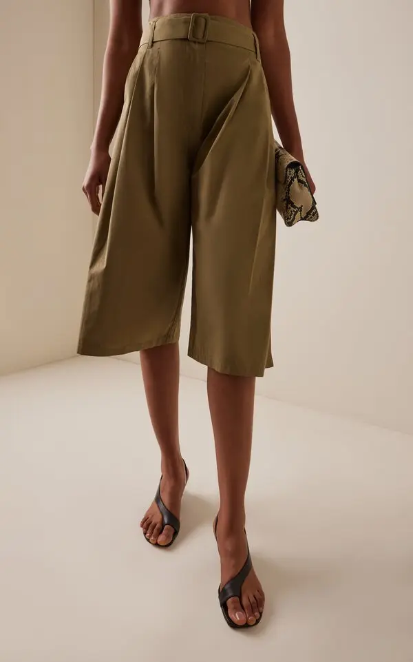 Co Cotton Sateen Pleated Culotte Pants
