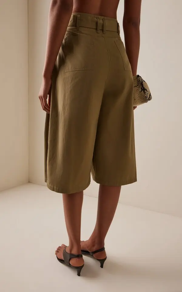 Co Cotton Sateen Pleated Culotte Pants