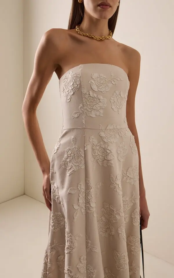 ROTATE BY BIRGER CHRISTENSEN Jacquard Strapless Dress