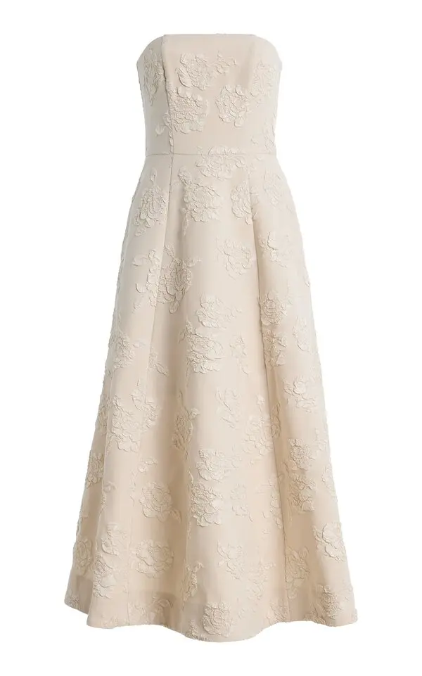 ROTATE BY BIRGER CHRISTENSEN Jacquard Strapless A-line Dress - Ivory