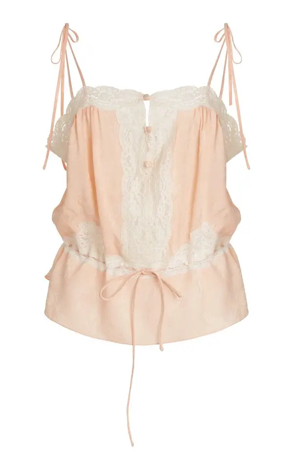 Chloé Lace-trimmed Silk Tank Top - Pink